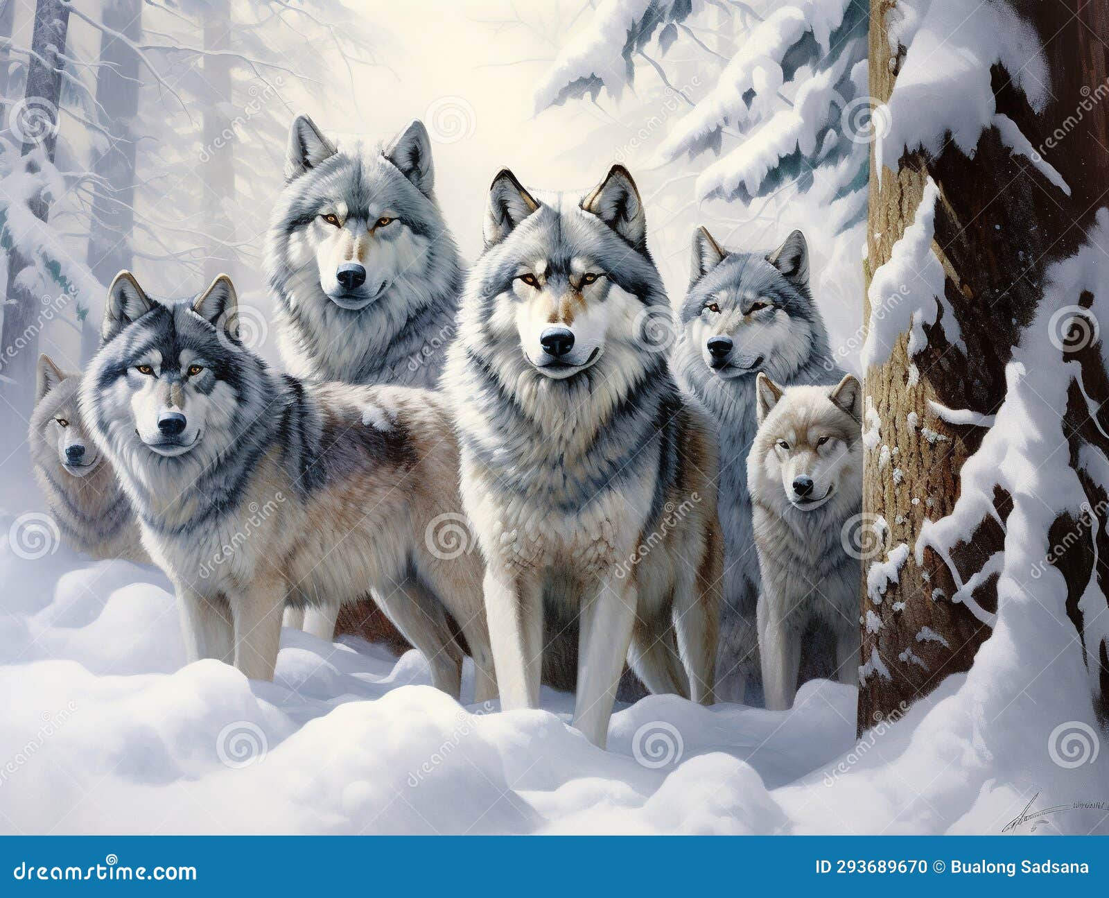 A Pack of wolves stock illustration. Illustration of animals - 293689670