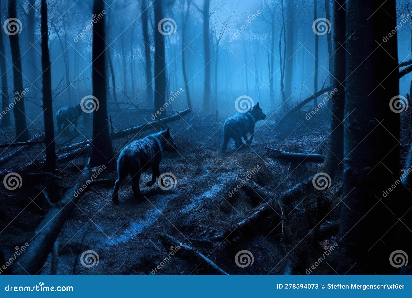 Wolves on the Hunt stock illustration. Illustration of forest - 278594073