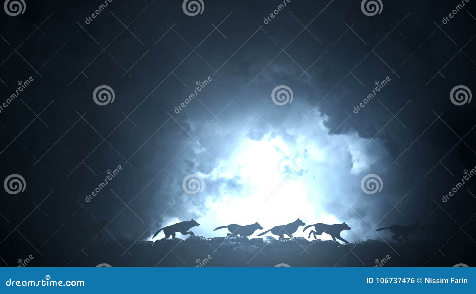 Pack of Wolves Running through an Epic Lightning Storm Stock Footage ...