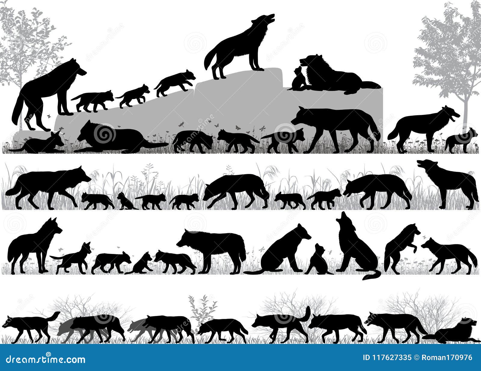 Wolf Pack Cartoon Vector | CartoonDealer.com #37475169