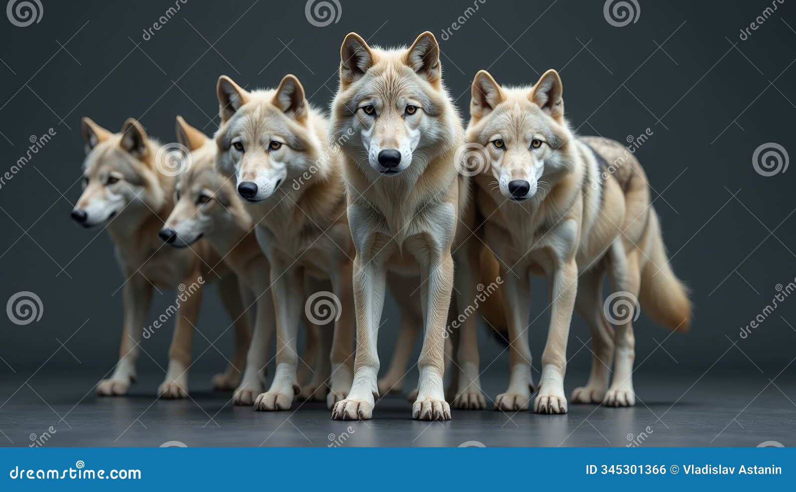 A Pack of Wolves and Their Leader Stand in Front of the Camera Stock ...