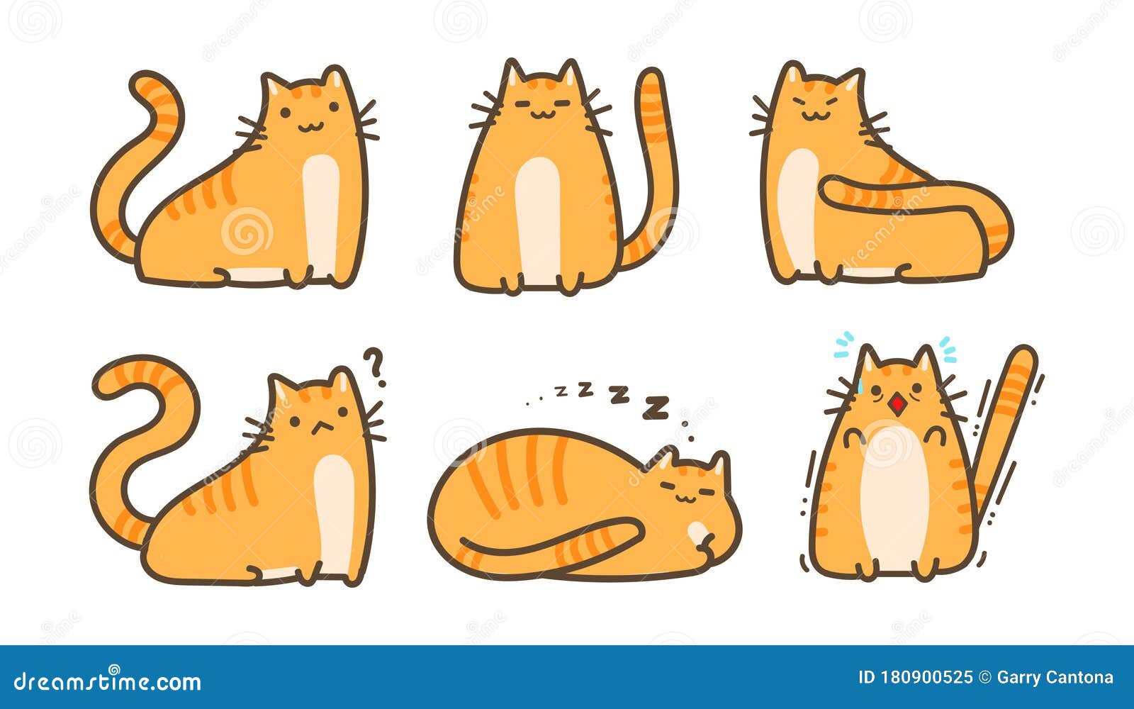 Pack of Yellow Cat Avatar Emoticon Stock Vector - Illustration of ...