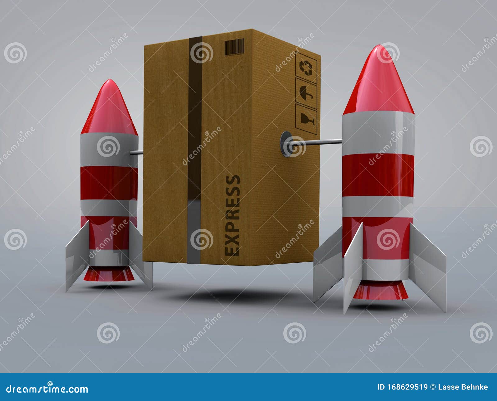 Package Attached To Two Rockets Stock Illustration - Illustration of ...