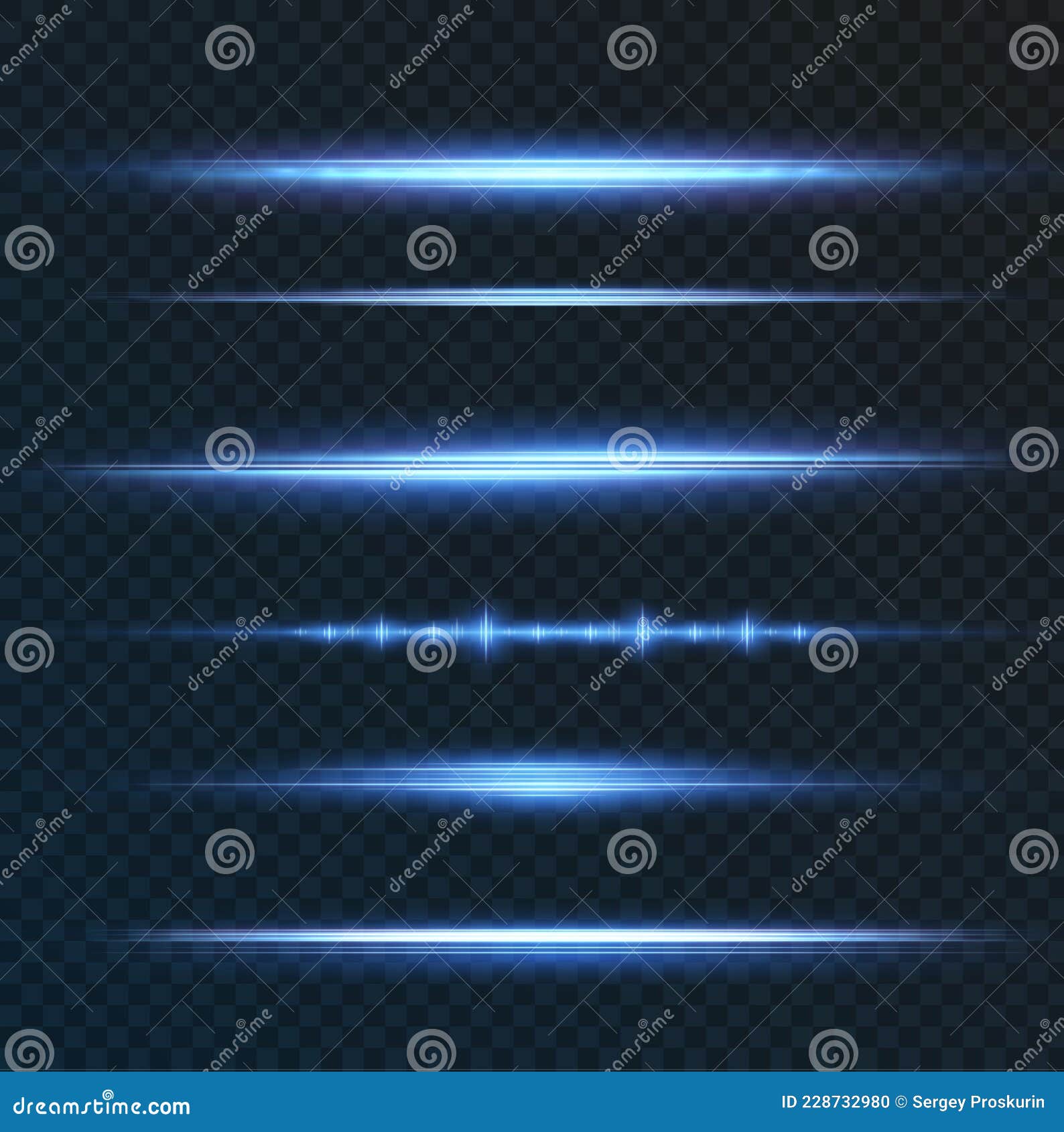 Package with Blue Horizontal Highlights. Laser Neon Beams, Horizontal ...