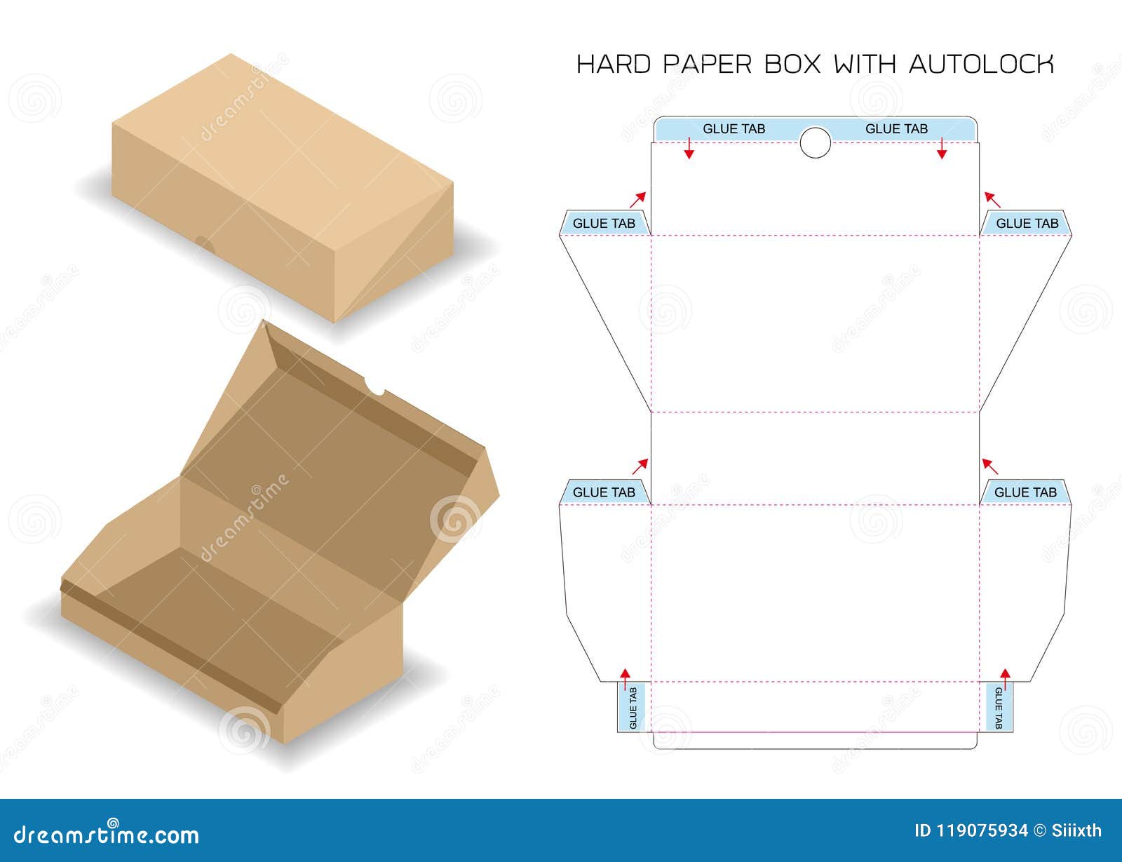 Auto Lock Box Die Cut Template, Packaging Die Cut Template, 3d Box ...