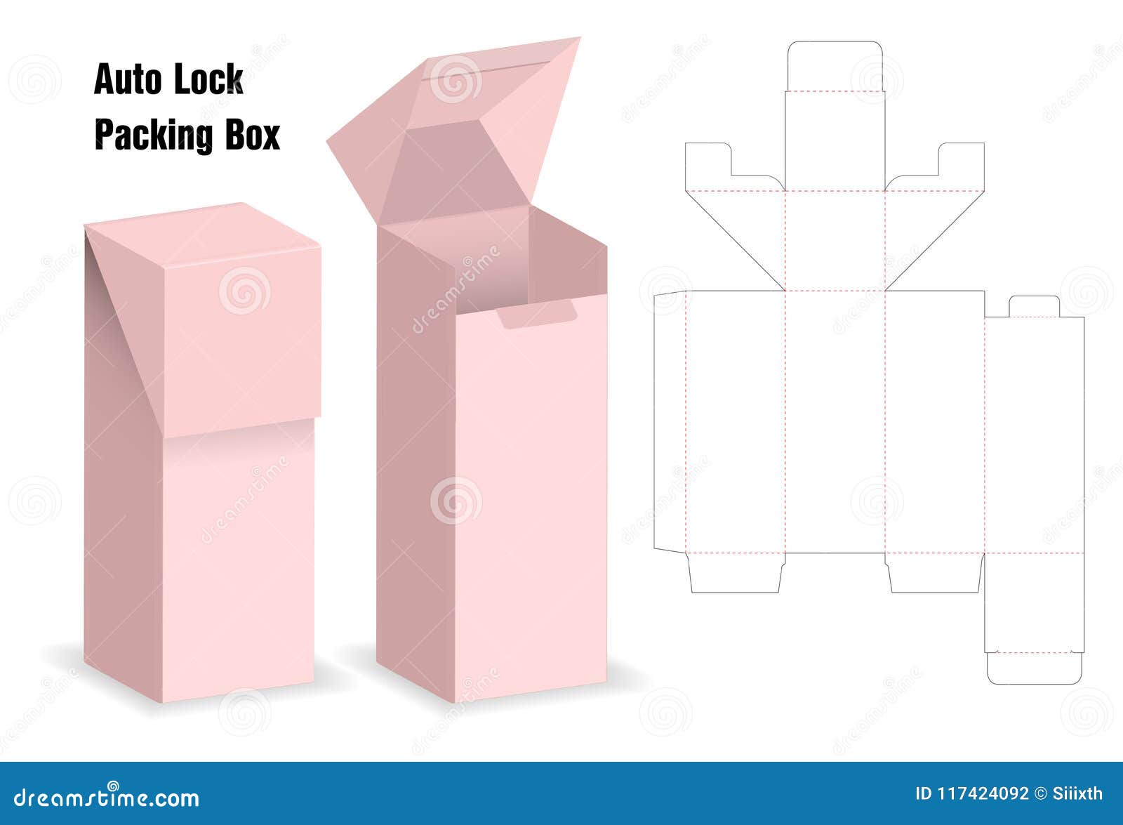 Auto Lock Box Die Cut Template, Packaging Die Cut Template, 3d Box ...