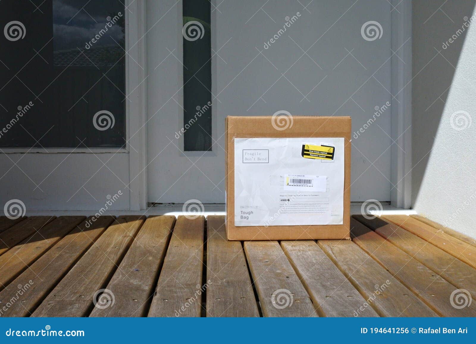 Package Box on Home Front Door Stock Photo - Image of customer, front ...