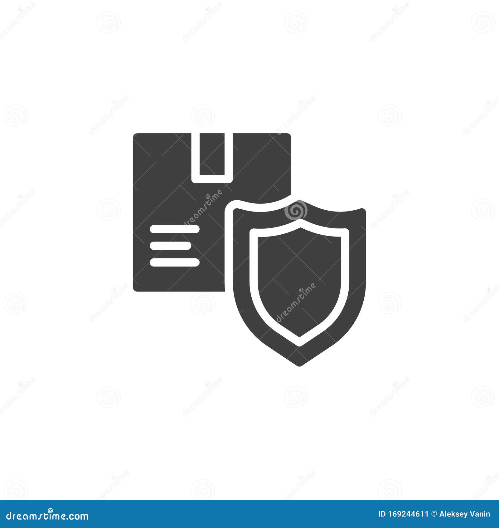 Package Box with Shield Vector Icon Stock Vector - Illustration of ...