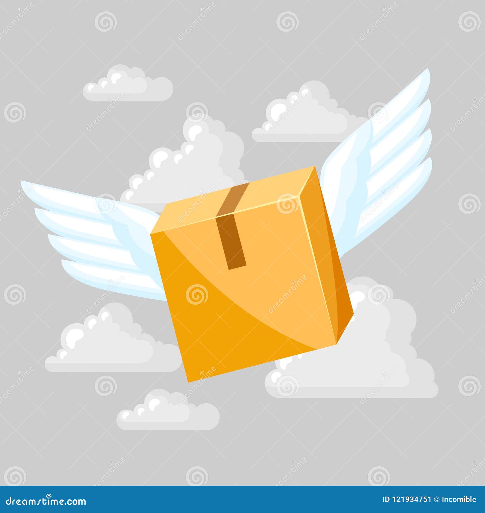 Package box with wings. stock vector. Illustration of border - 121934751