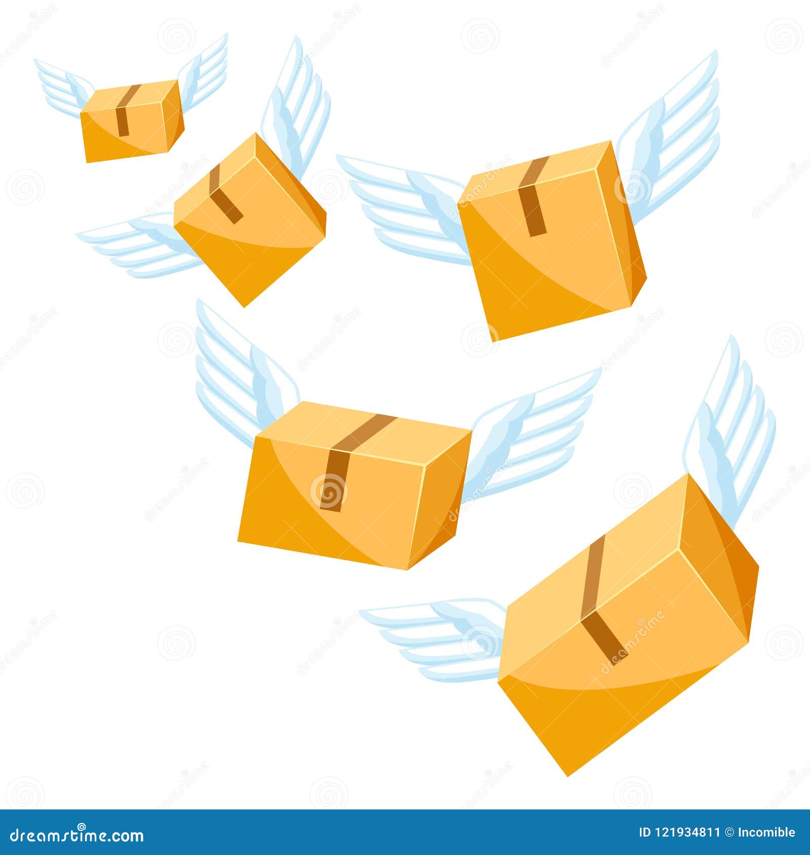Package boxes with wings. stock vector. Illustration of advertising ...
