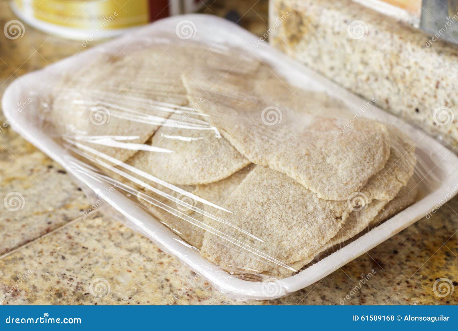 Package of Breaded Meat Fillets before Cooking Stock Photo - Image of ...