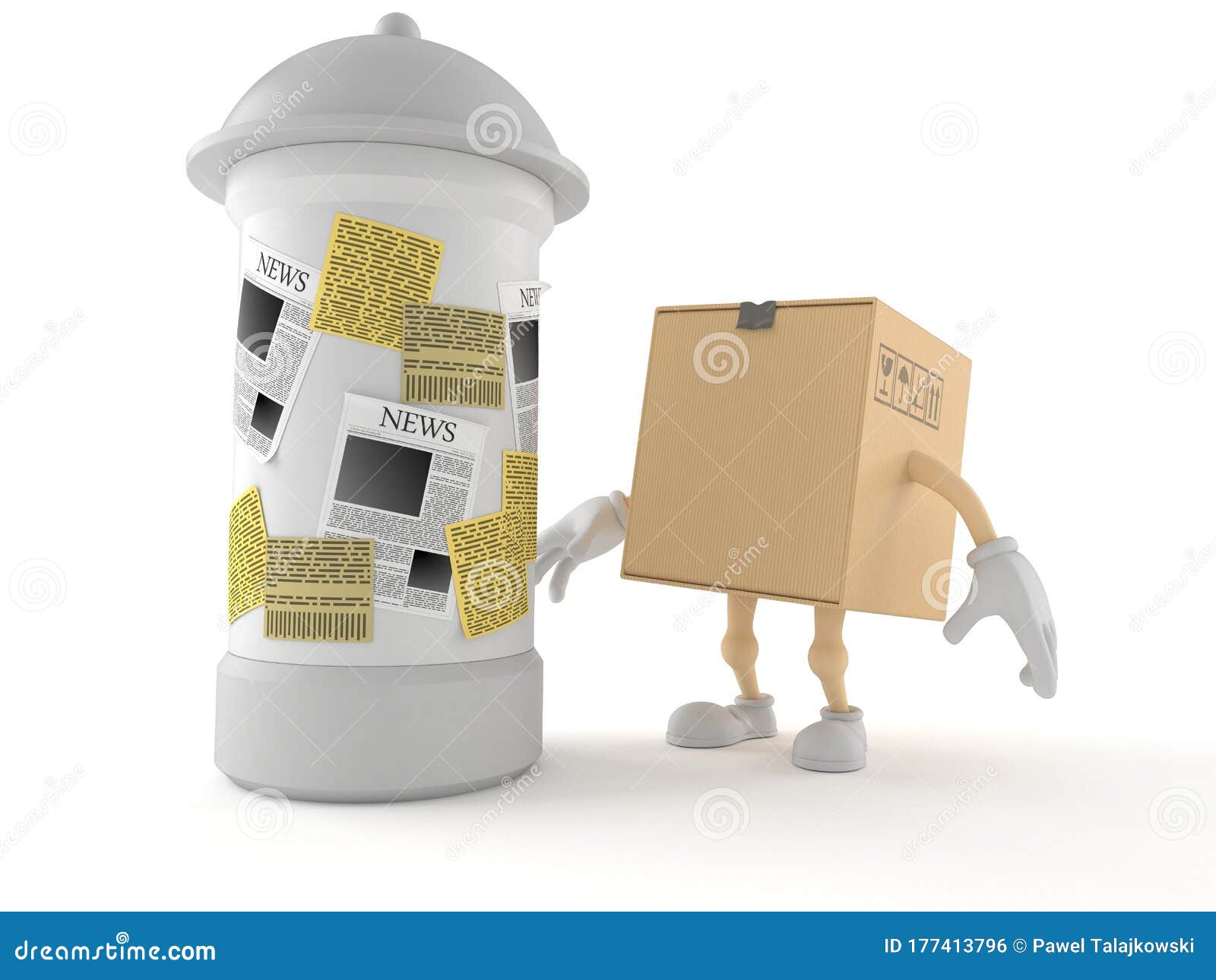 Package Character with Advertising Column Stock Illustration ...