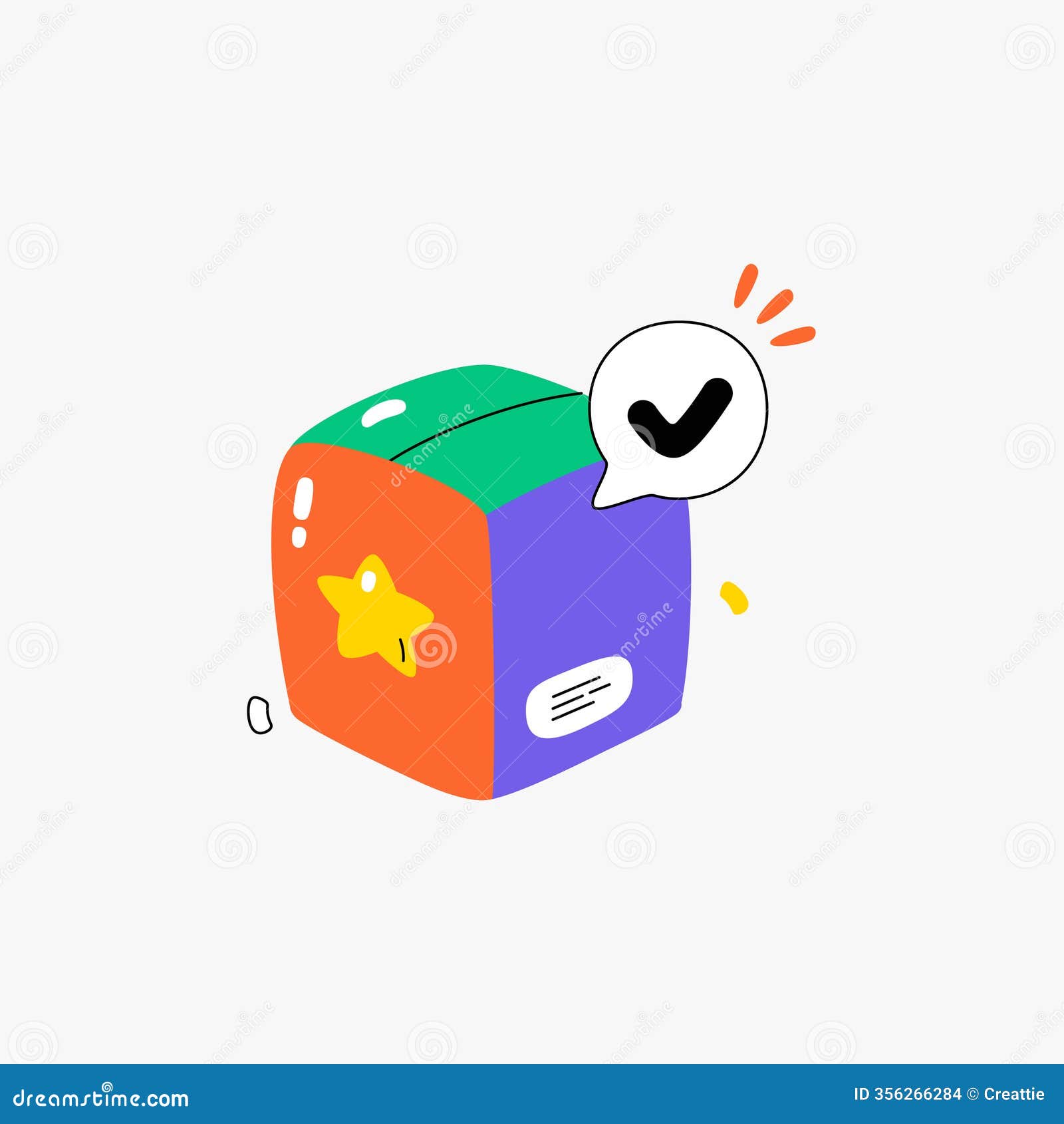 Package with Check Mark in Flat Vector Illustration Symbolizing ...