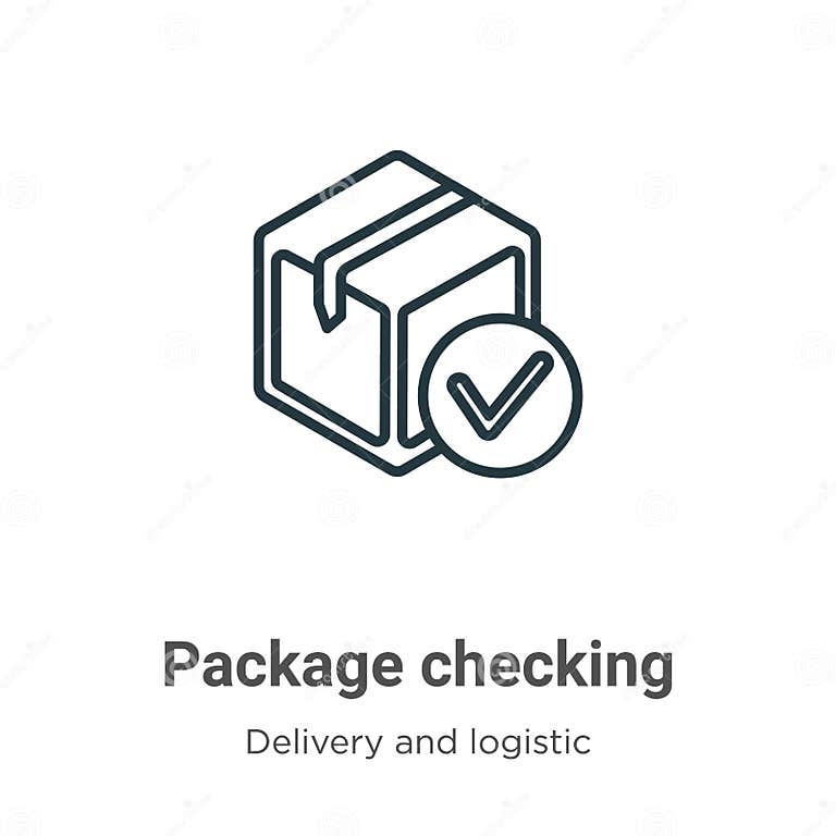 Package Checking Outline Vector Icon. Thin Line Black Package Checking ...