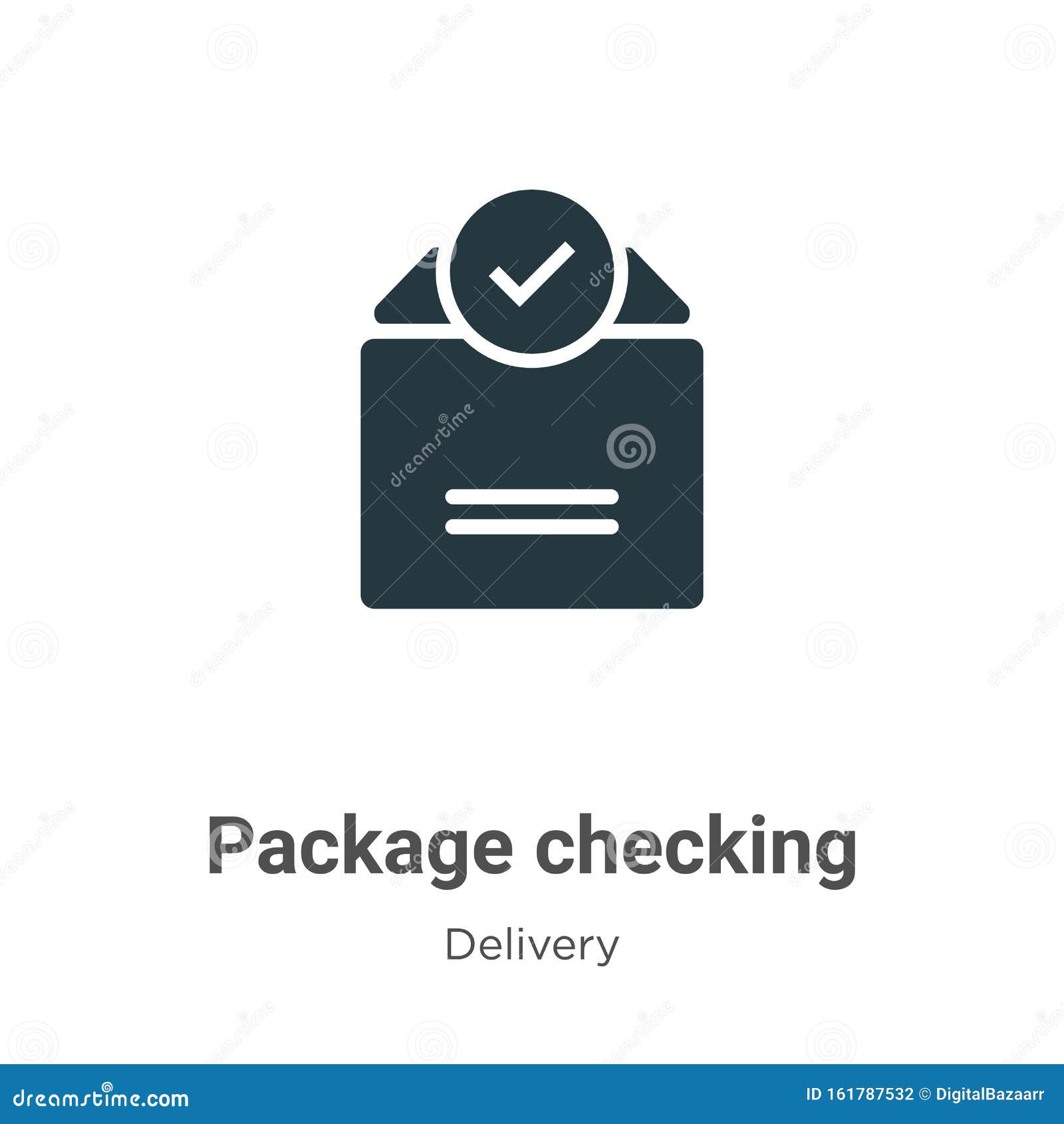 Package Checking Vector Icon on White Background. Flat Vector Package ...