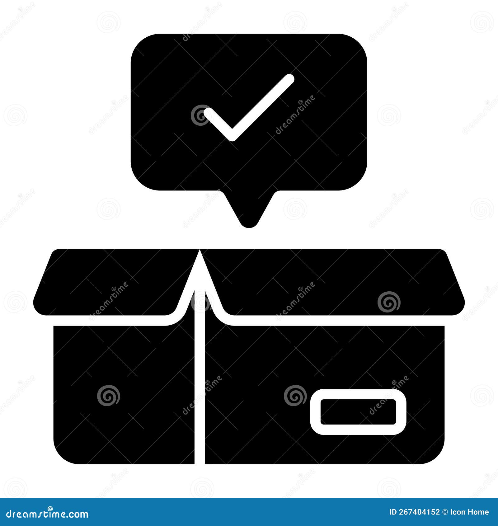 Package with Checkmark Chat Bubble, Verified Parcel Concept Stock ...