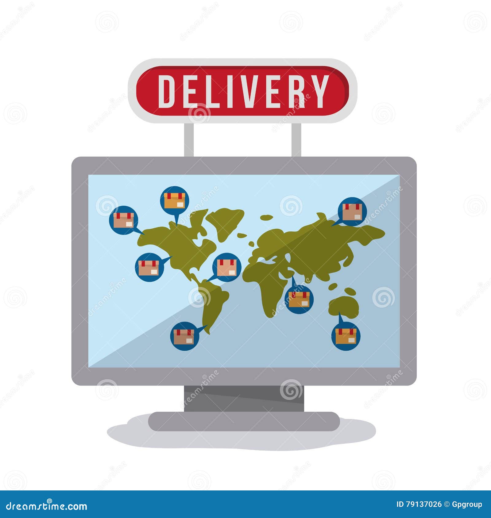 Package and Computer of Delivery and Storage Stock Vector ...