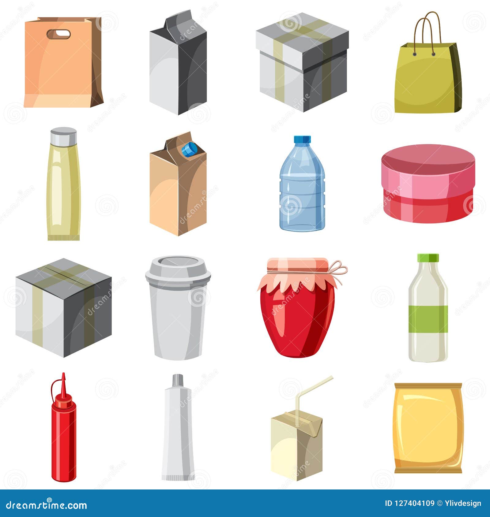Package Container Icons Set, Cartoon Style Stock Illustration ...