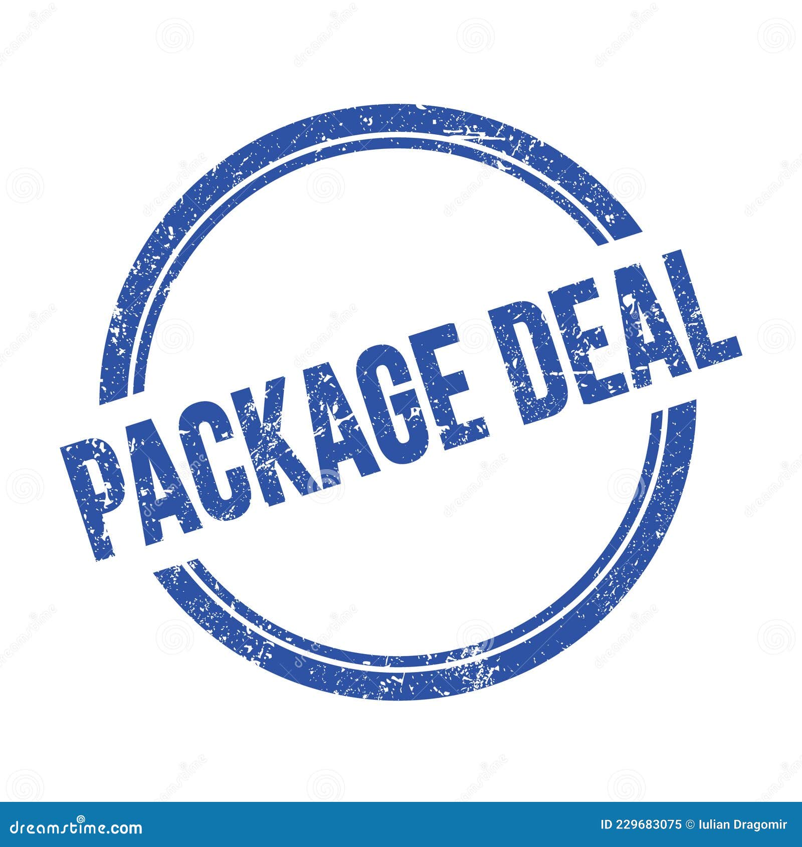 PACKAGE DEAL Text Written on Blue Grungy Round Stamp Stock Illustration ...