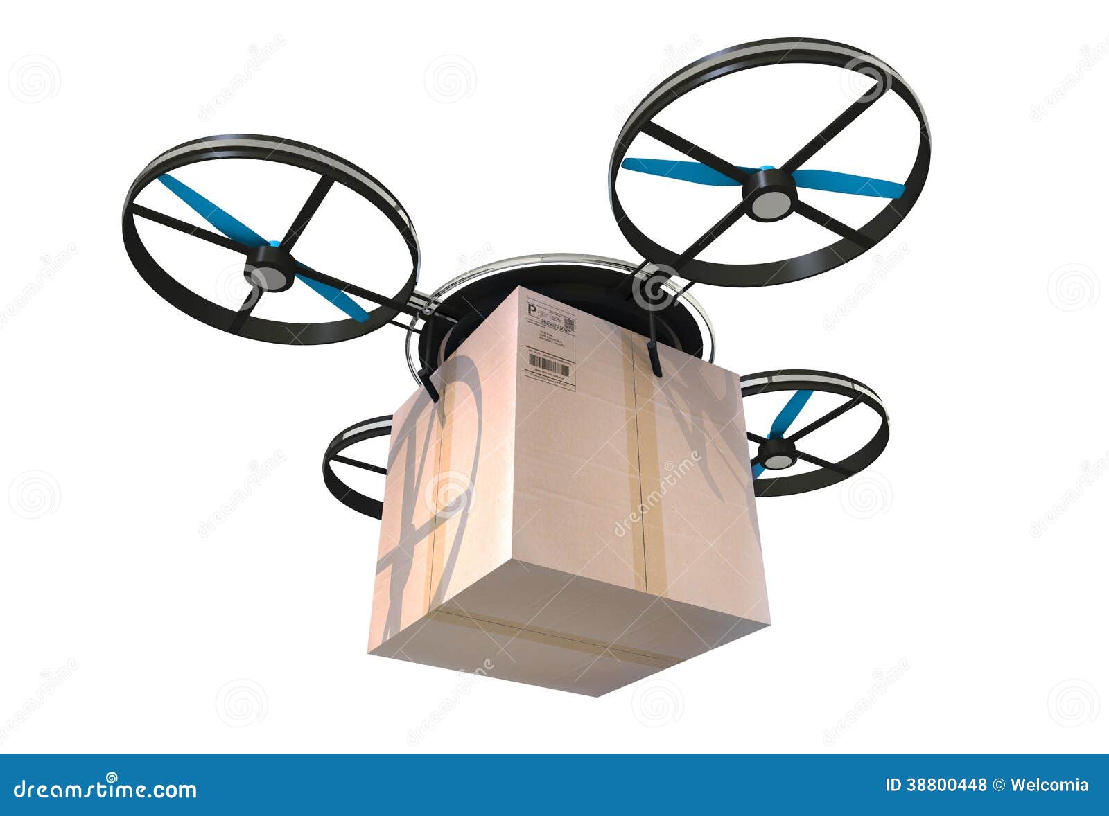 Package Delivery By Quadrocopter Drone Isolated On Transparent ...