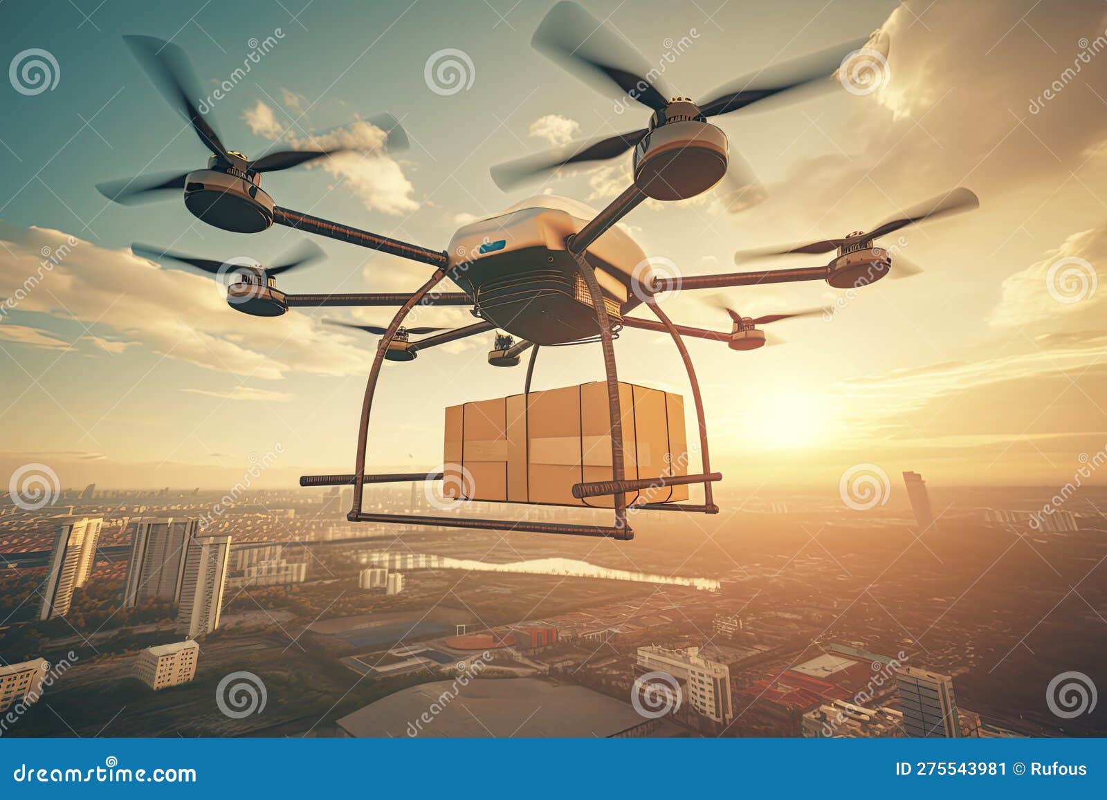 Package Delivery by Drone stock image. Image of people - 275543981
