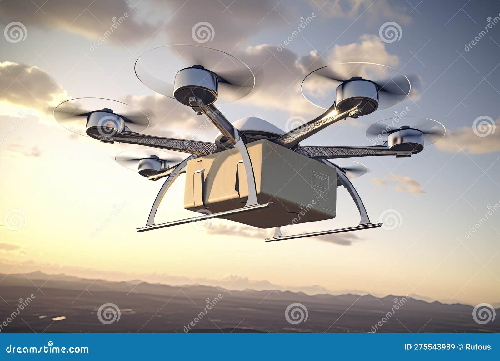 Package Delivery by Drone stock illustration. Illustration of drone ...
