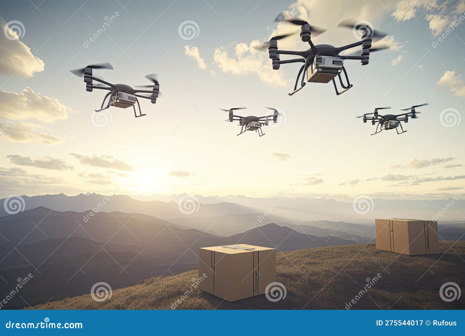 Package Delivery by Drone stock illustration. Illustration of speed ...