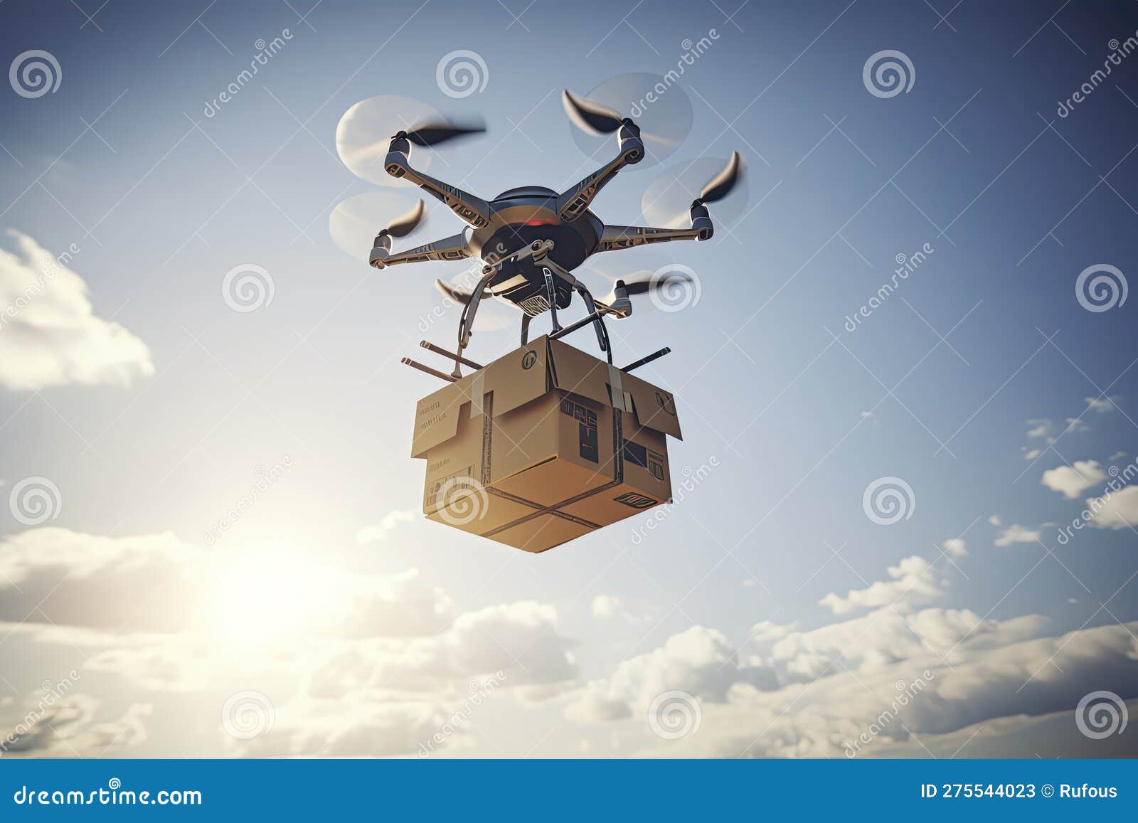 Package Delivery by Drone stock illustration. Illustration of ...