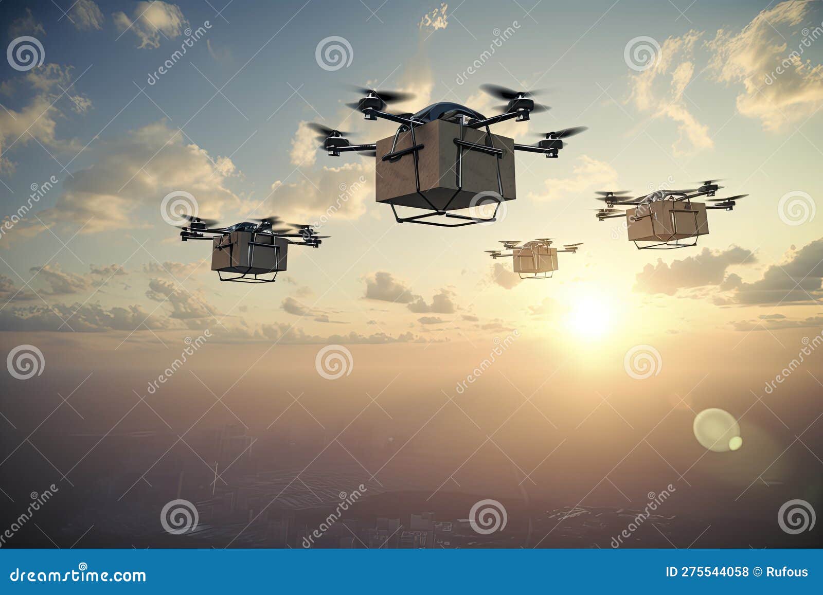 Package Delivery by Drone stock photo. Image of remote - 275544058
