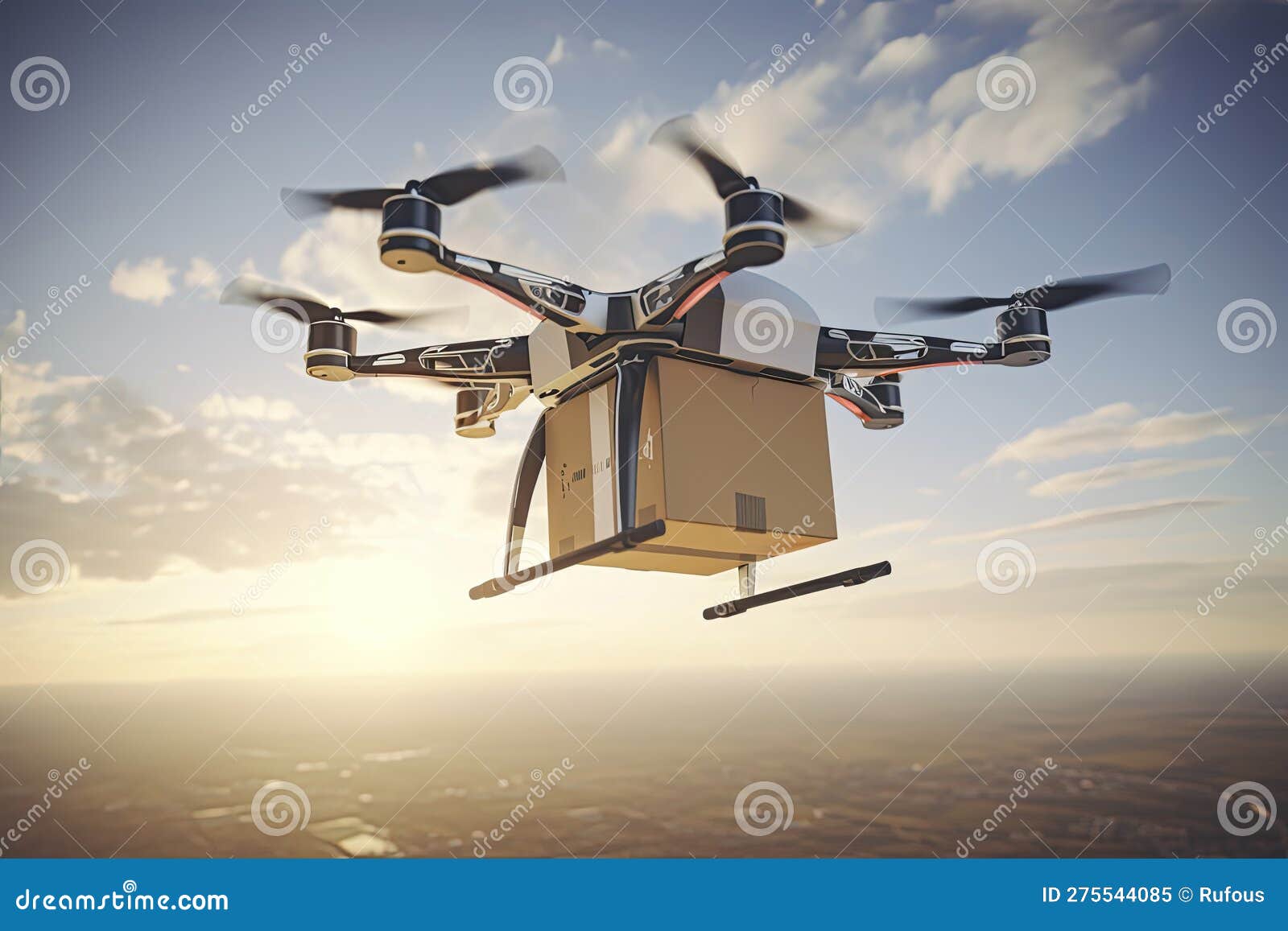 Package Delivery by Drone stock illustration. Illustration of aircraft ...