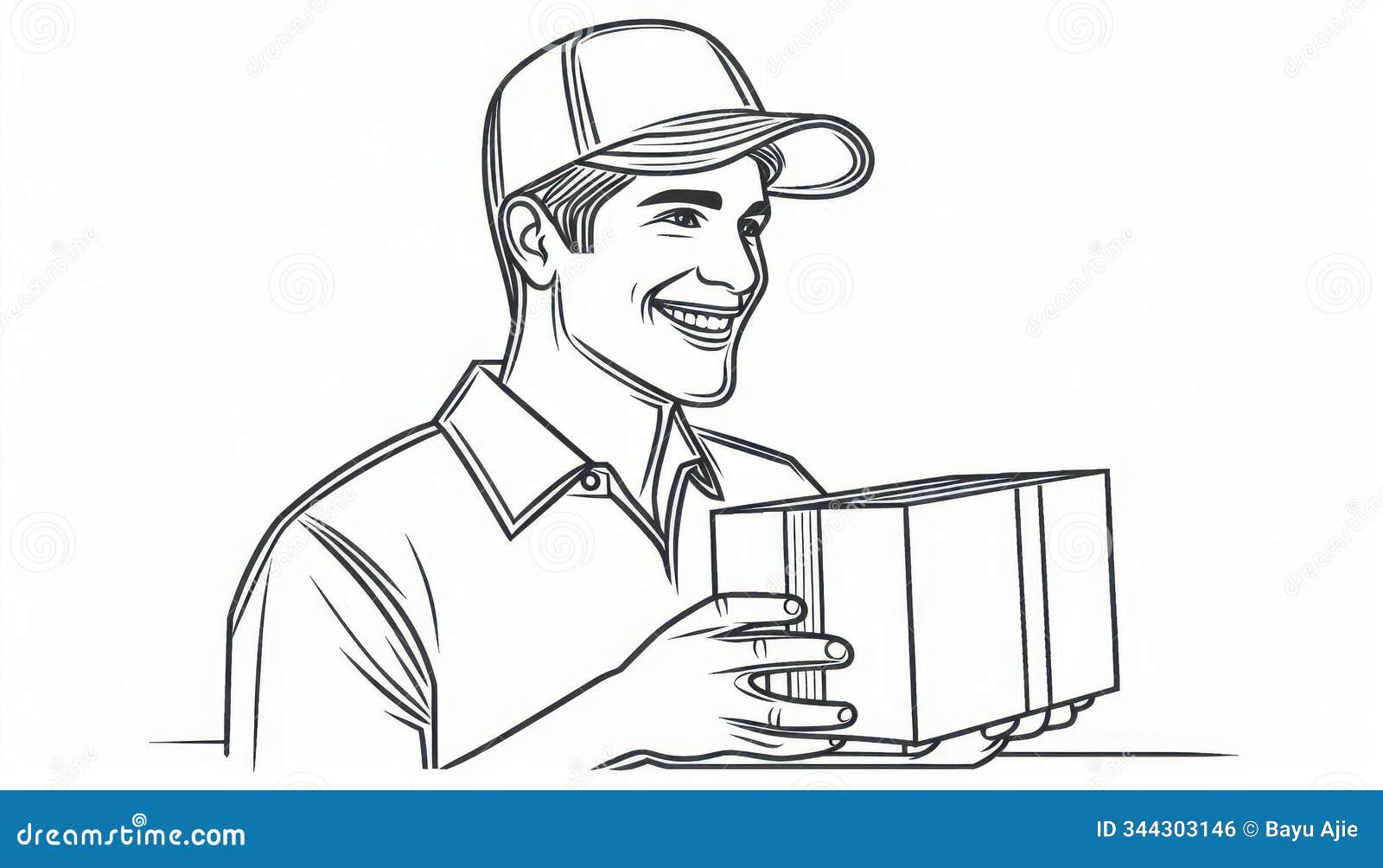 Package Delivery Man in Side Profile Line Drawing. AI Image Generated ...