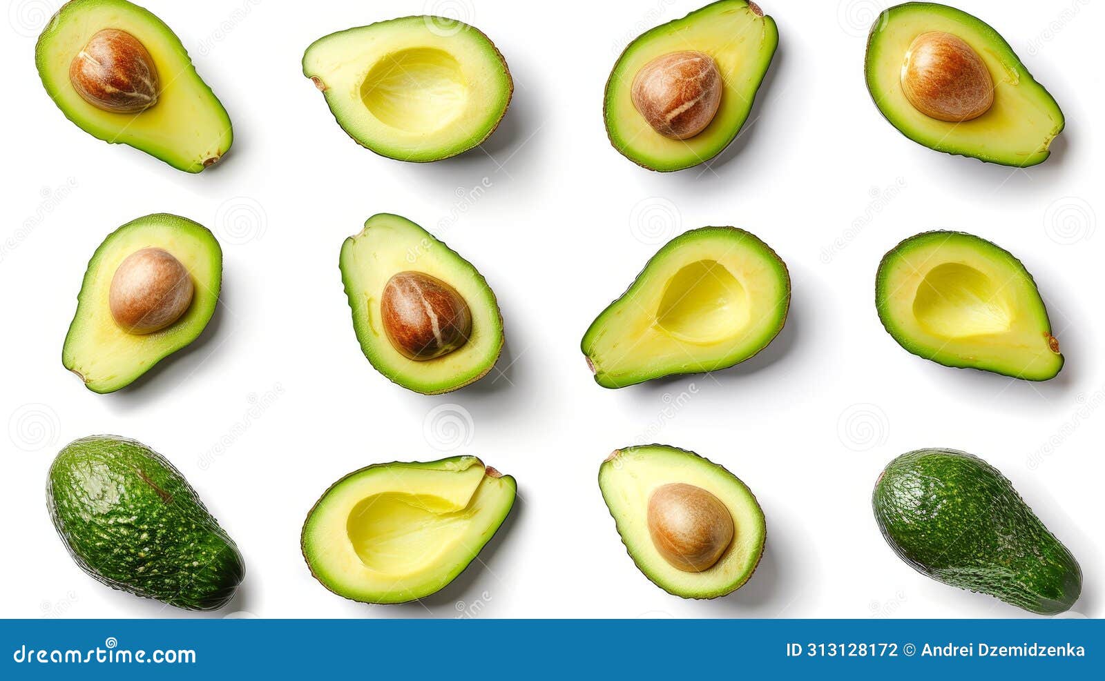 Package Design Element of Avocado Pieces on White Background Stock ...