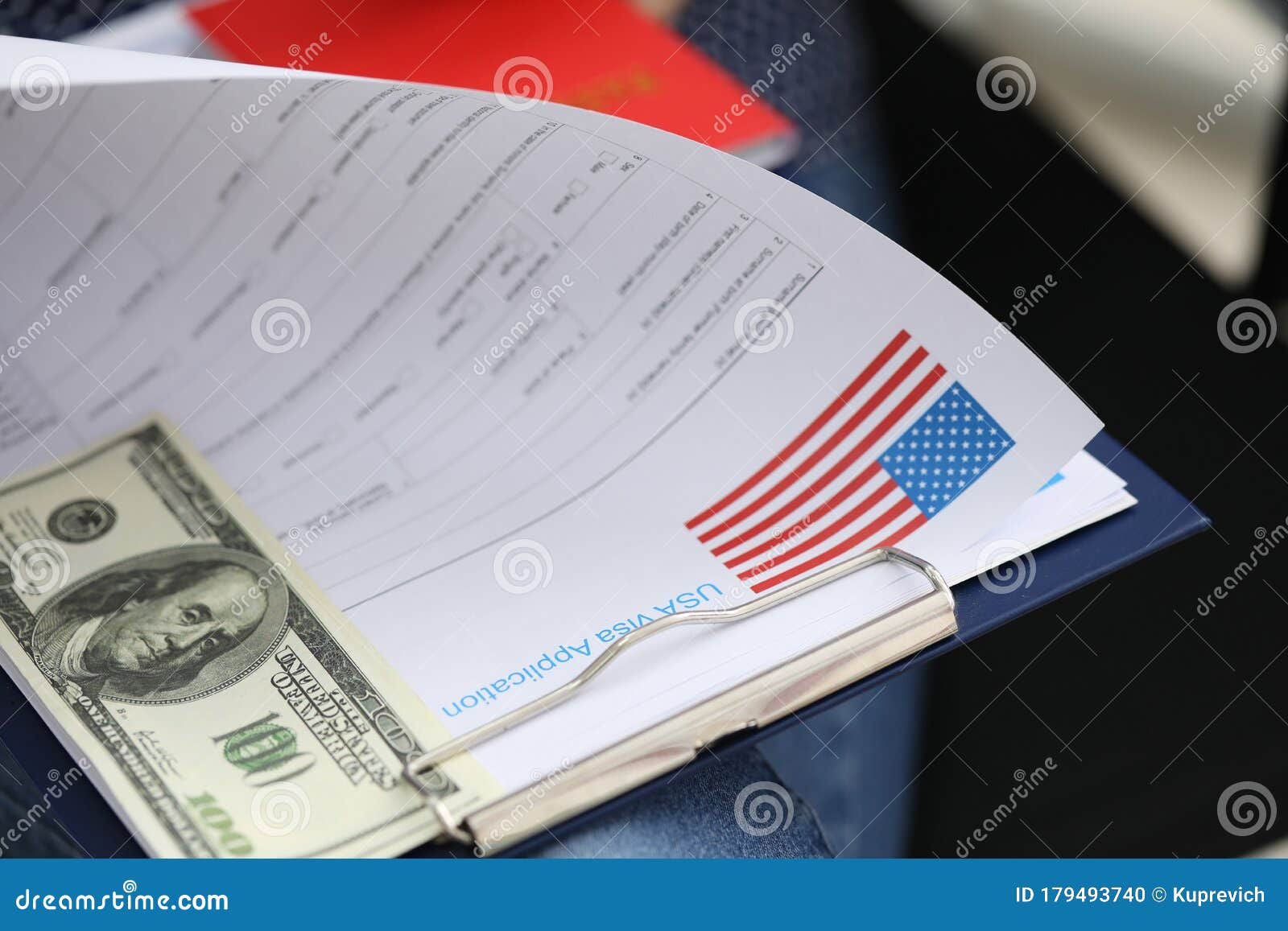 Package Documents for Obtaining US Visa and Dollar Stock Photo - Image ...