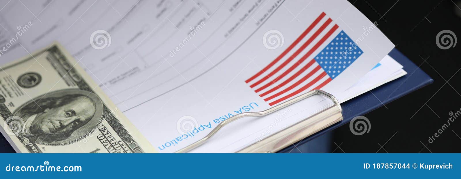 Package Documents for Obtaining US Visa and Dollar Stock Photo - Image ...