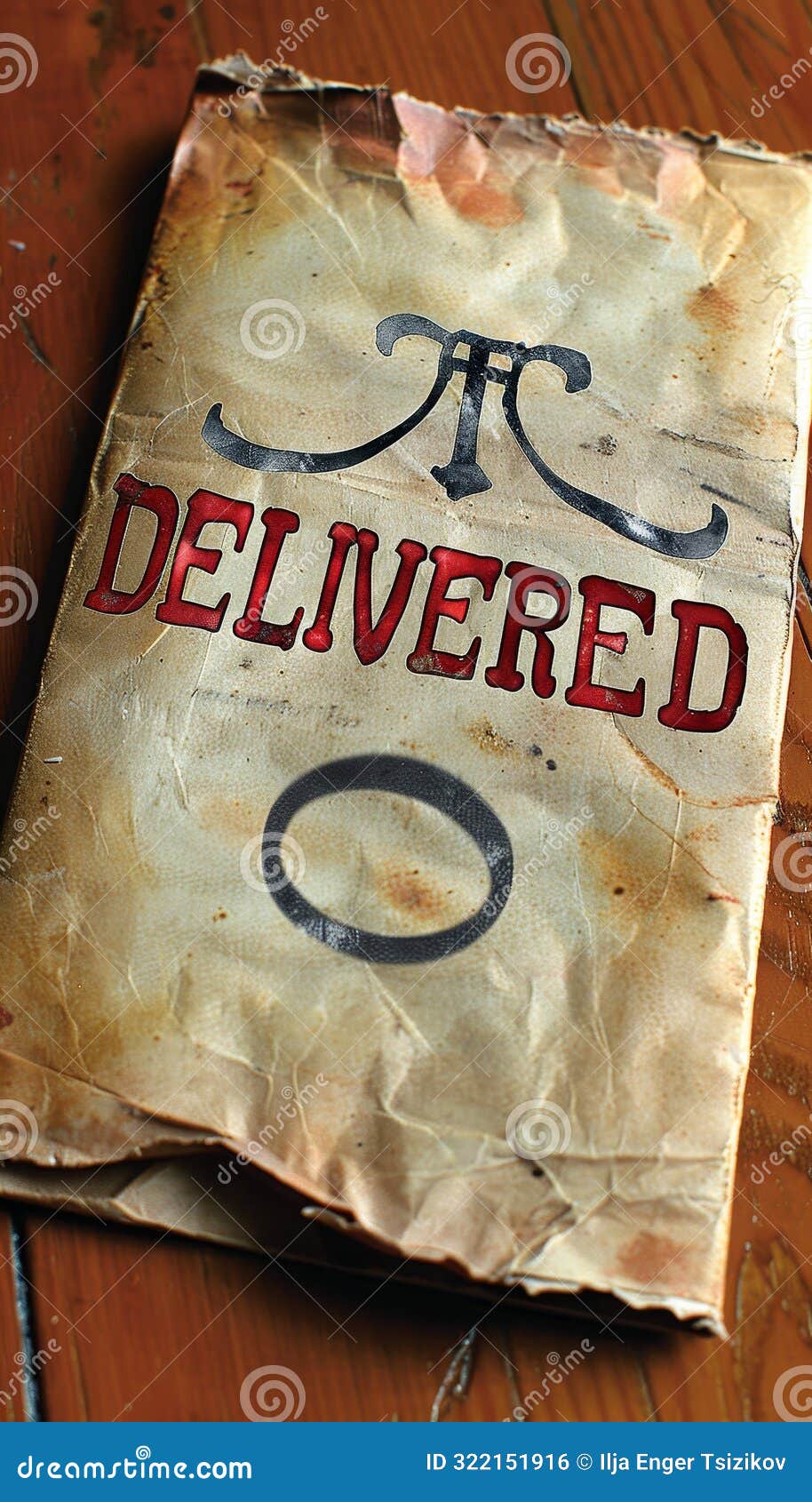 Package Envelope Marked As Delivered Placed on a Table for Delivery ...
