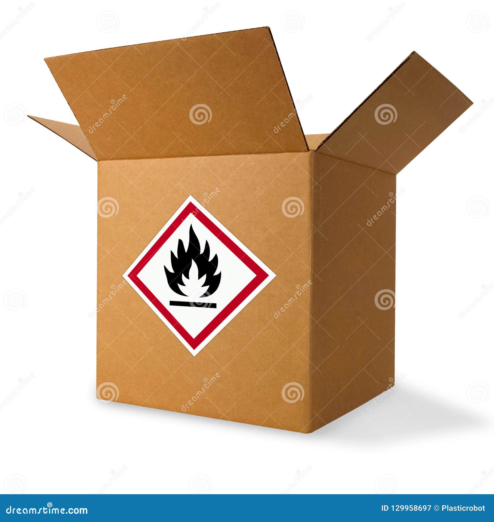 Package with Flammable Label on Front Stock Image - Image of mail ...