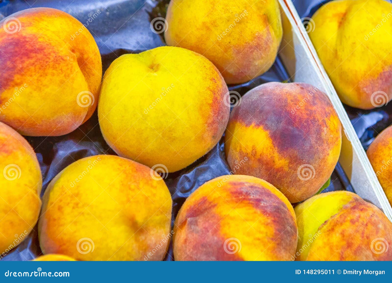Package of Fresh Yellow Peaches on Special Box for Sale Stock Image ...