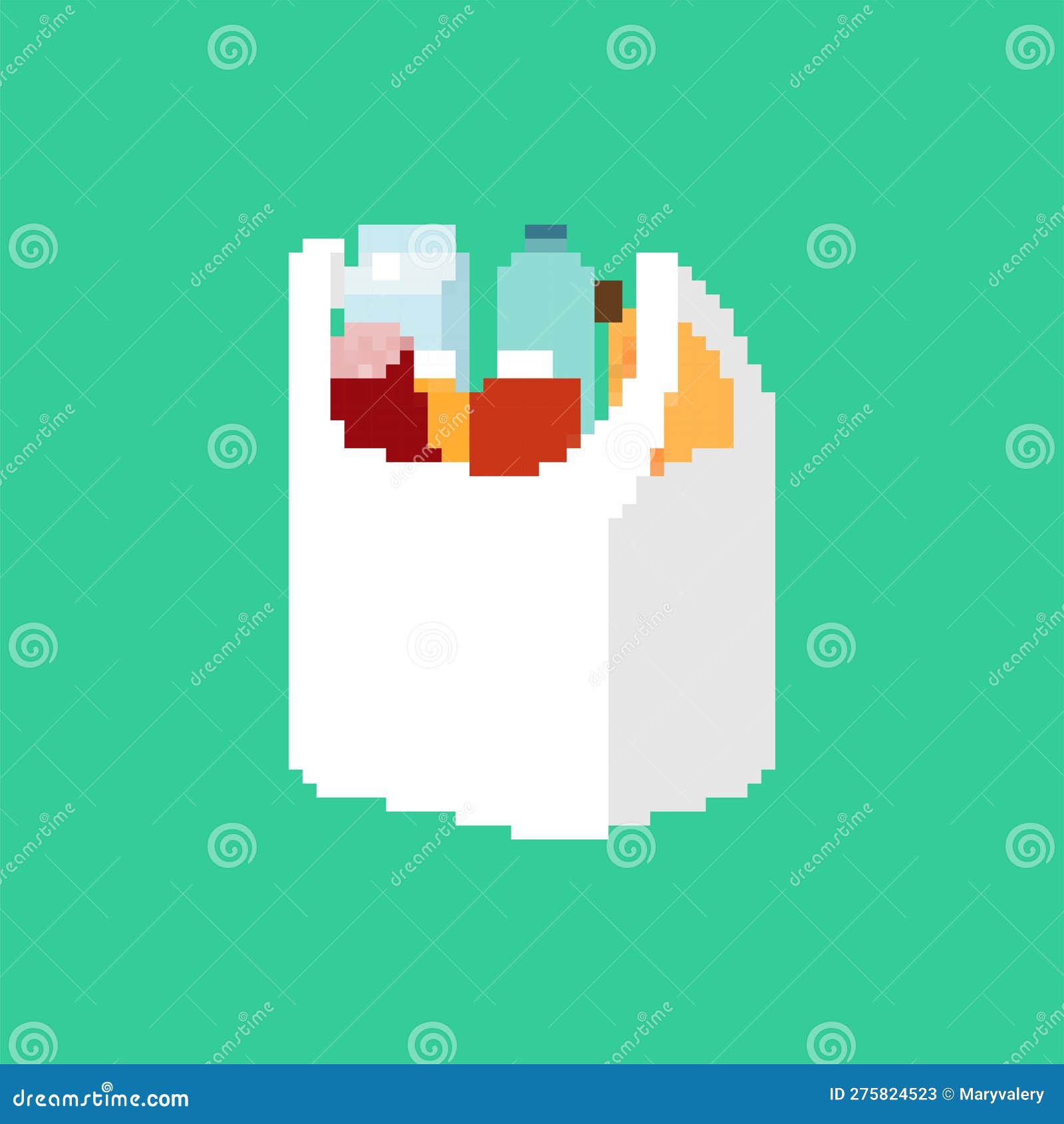 Package Full Food Pixel Art Isolated. 8 Bit Food Pixelated Stock Vector ...