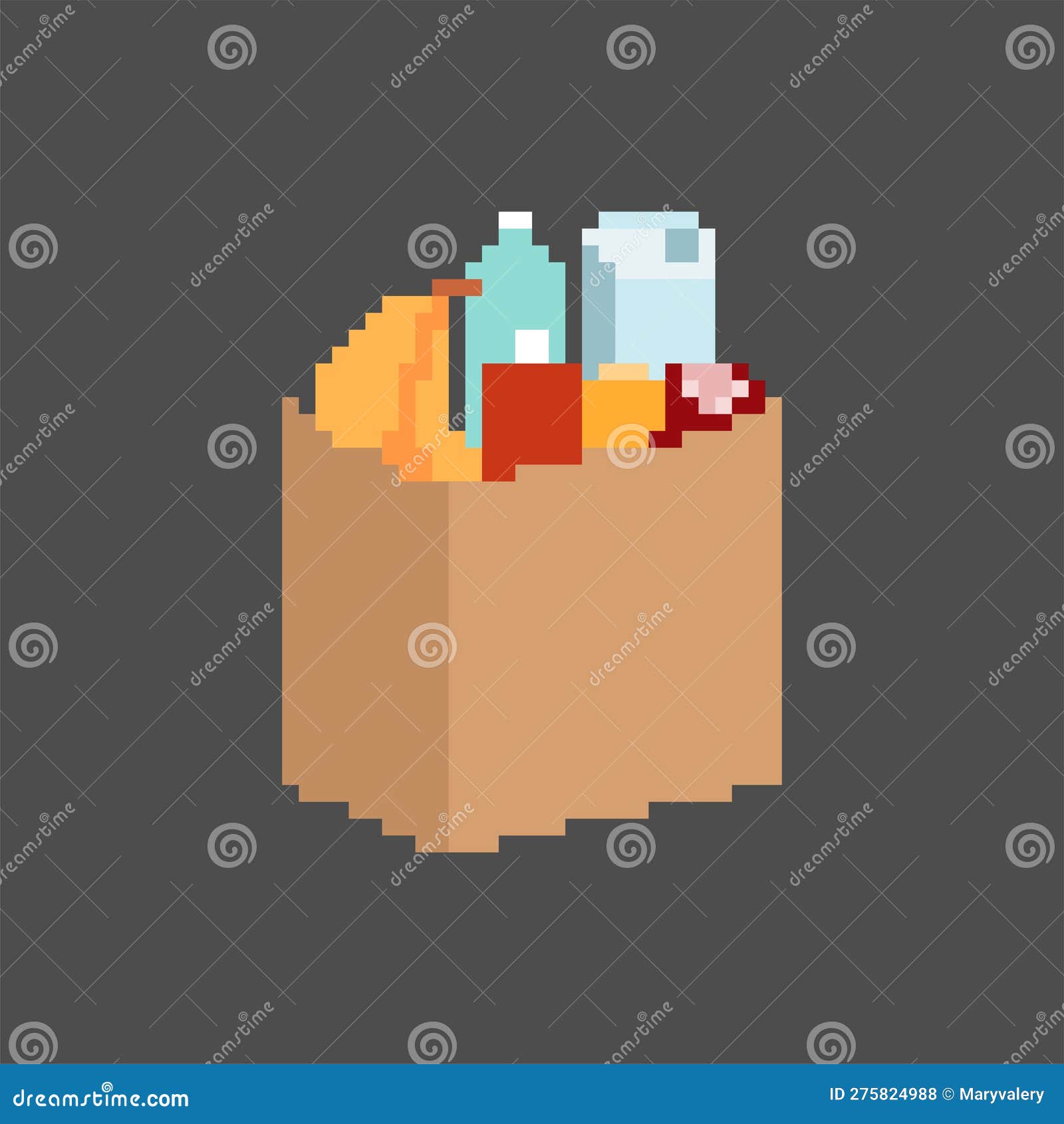 Package Full Food Pixel Art Isolated. 8 Bit Food Pixelated Stock Vector ...