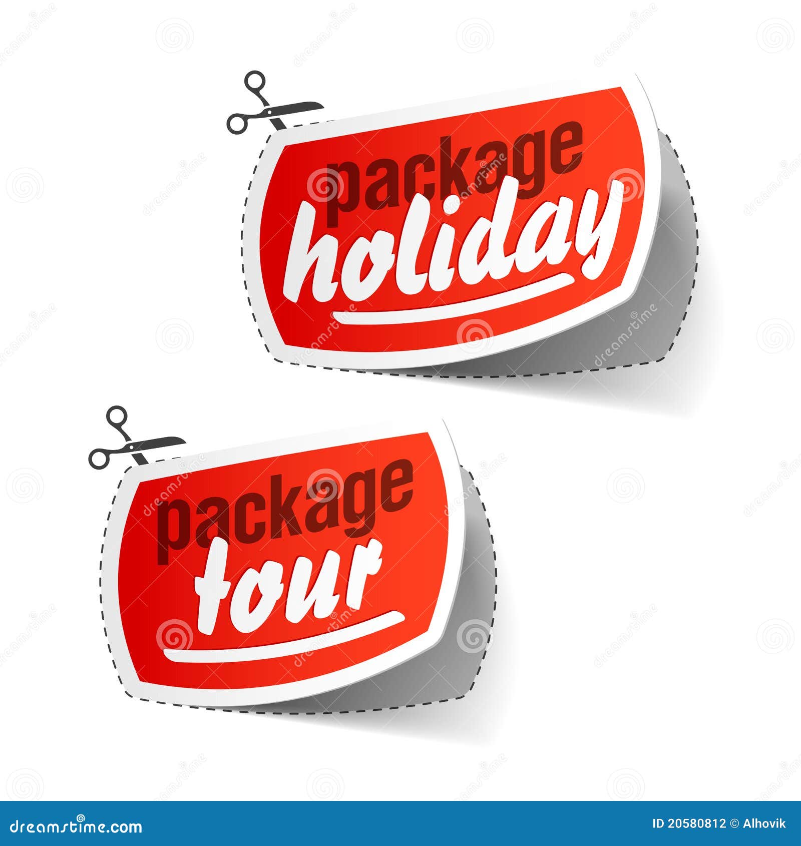 Package Holiday And Package Tour Labels Vector Illustration ...