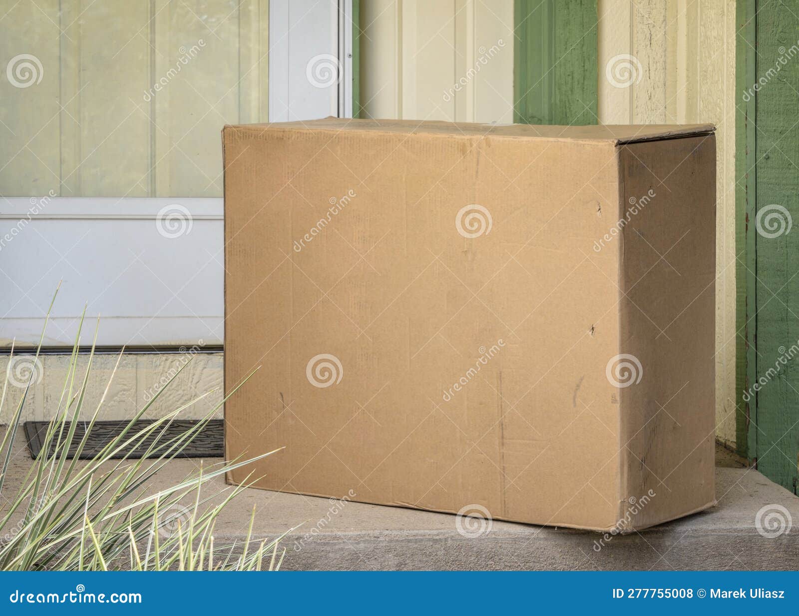 Package at a House Doors - Mail Order and Home Delivery Concept Stock ...