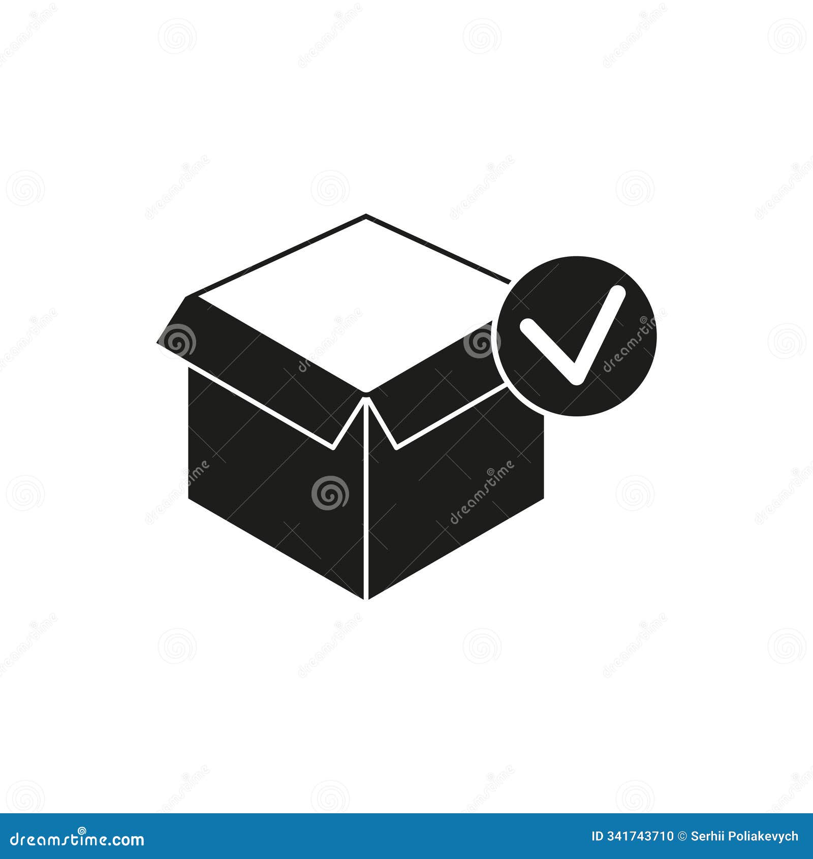 Package Icon. Open Box Symbol. Checkmark Validation Vector. Delivery ...
