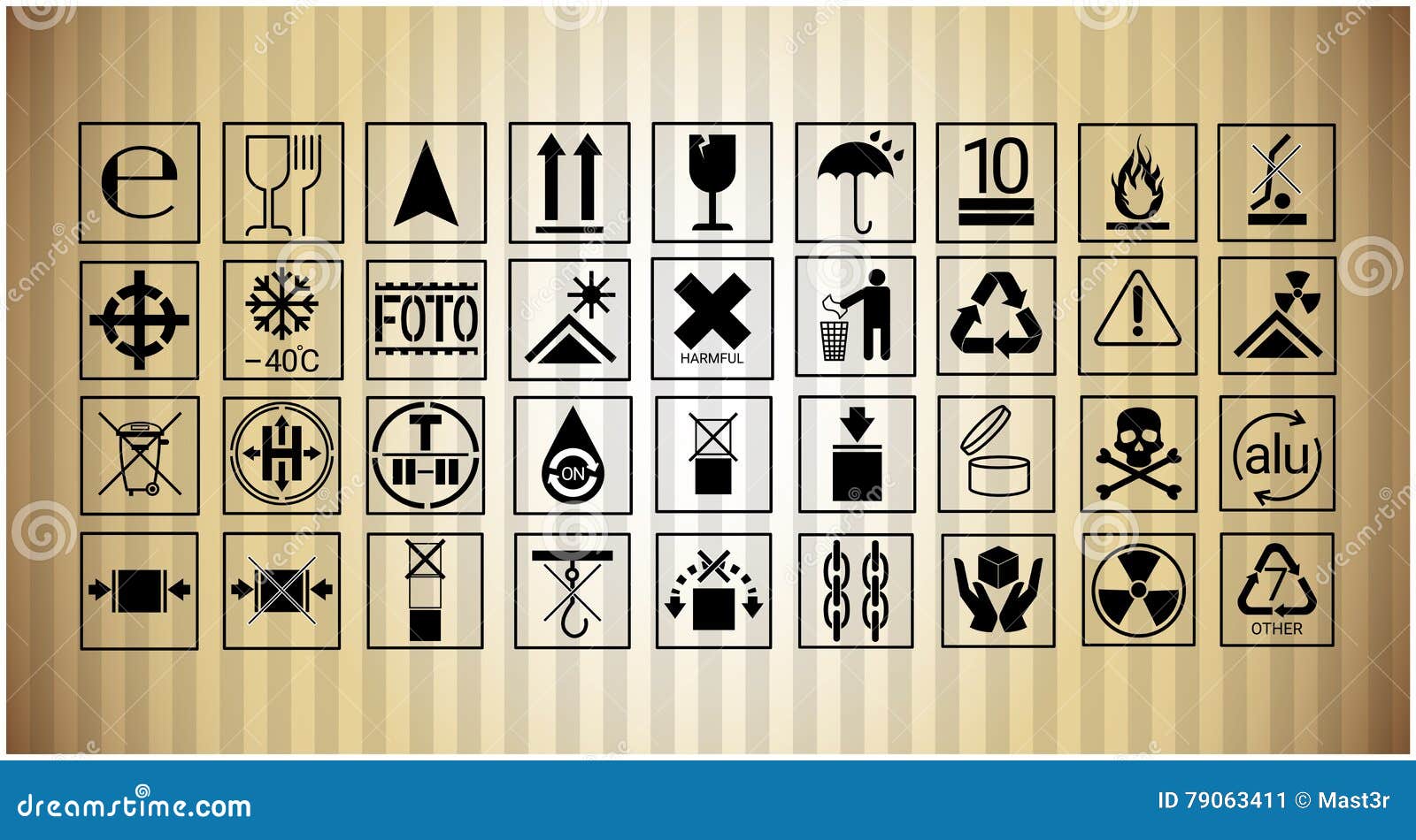 Package Icon Set Protection Fragile Sign Collection Stock Vector ...