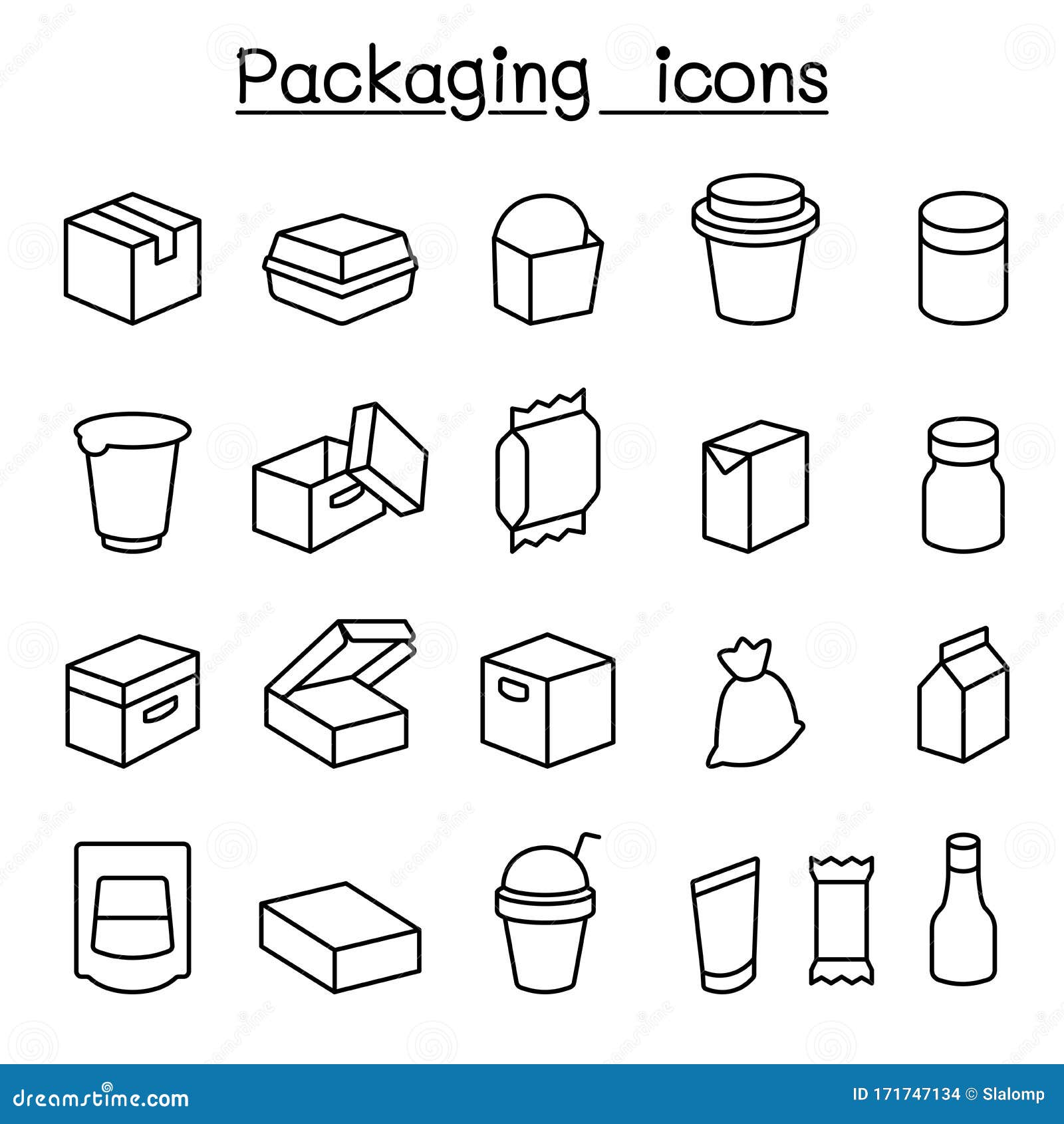 Package Icon Set in Thin Line Style Stock Vector - Illustration of line ...