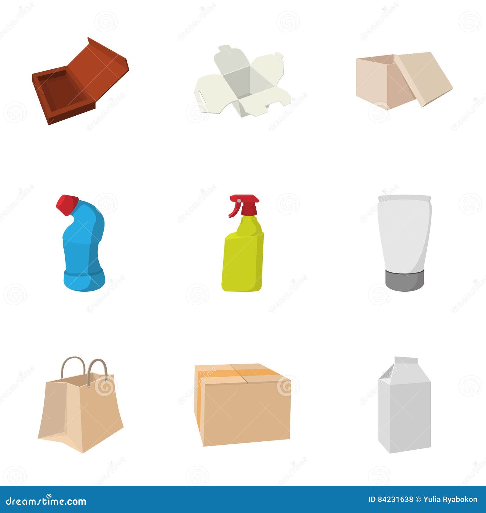 Package Icons Set, Cartoon Style Stock Vector - Illustration of ...