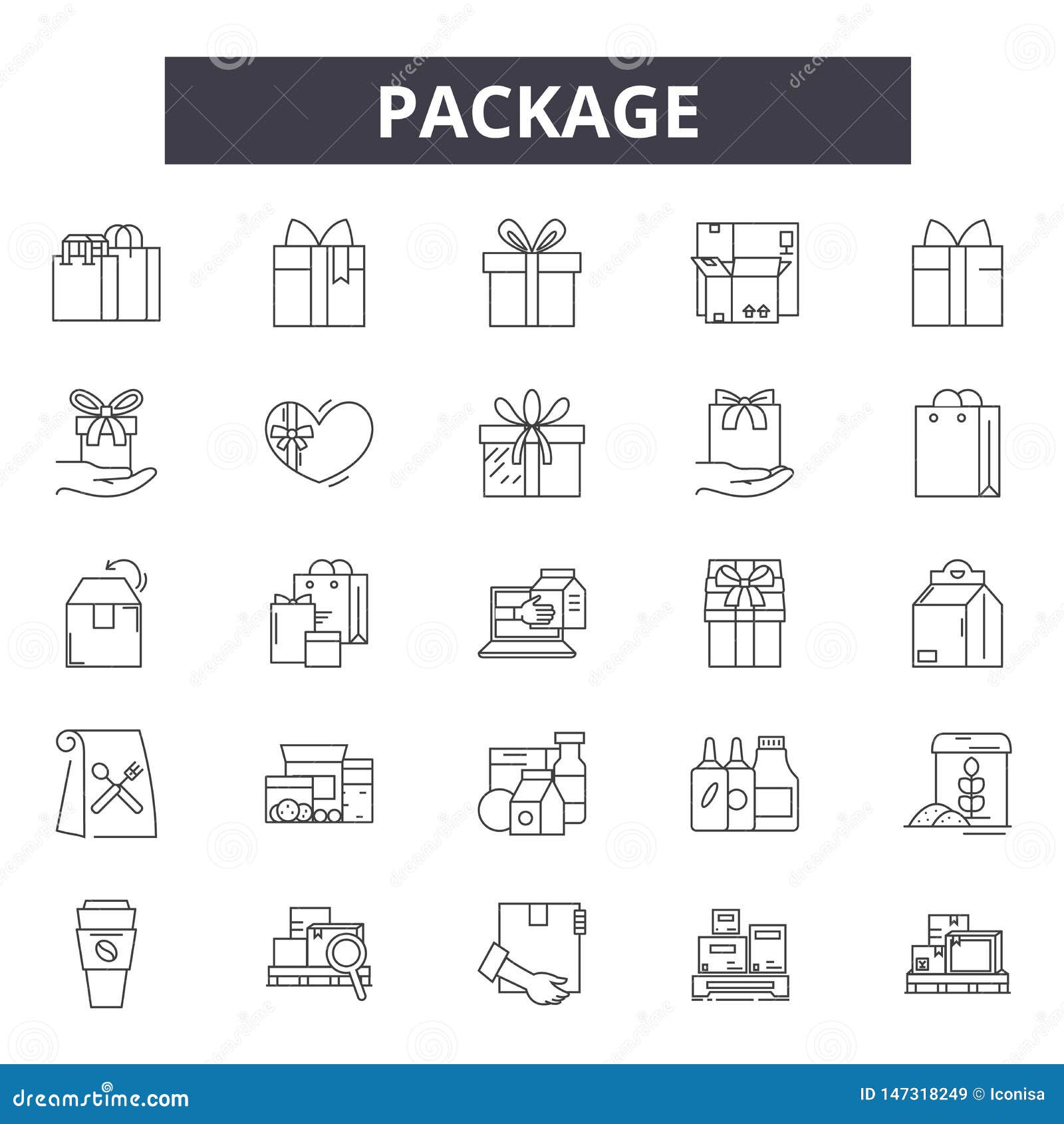 Package Line Icons, Signs, Vector Set, Linear Concept, Outline ...