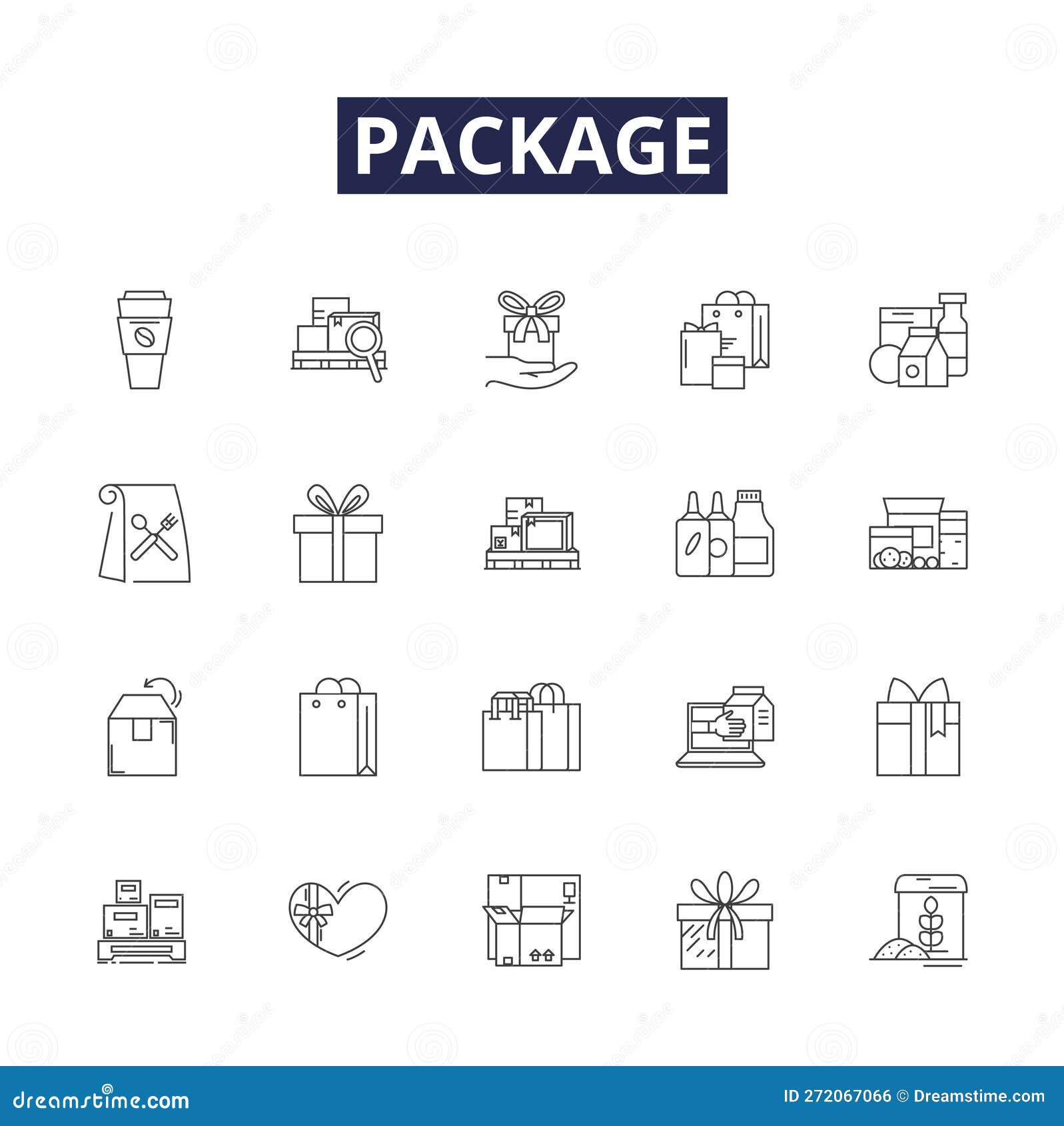 Package Line Vector Icons and Signs. Cargo, Shipment, Container, Box ...