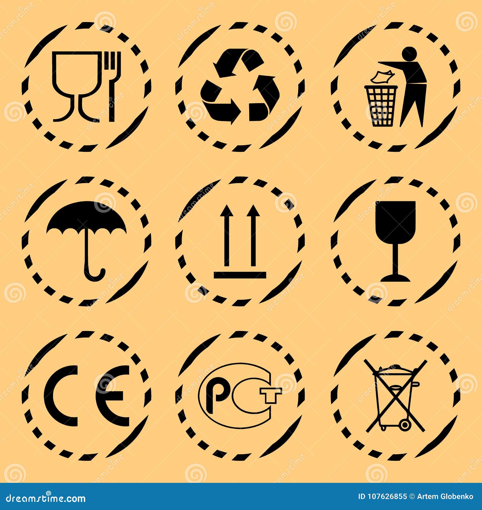 Package Marks Symbols. Clipart . Stock Vector - Illustration of signs ...