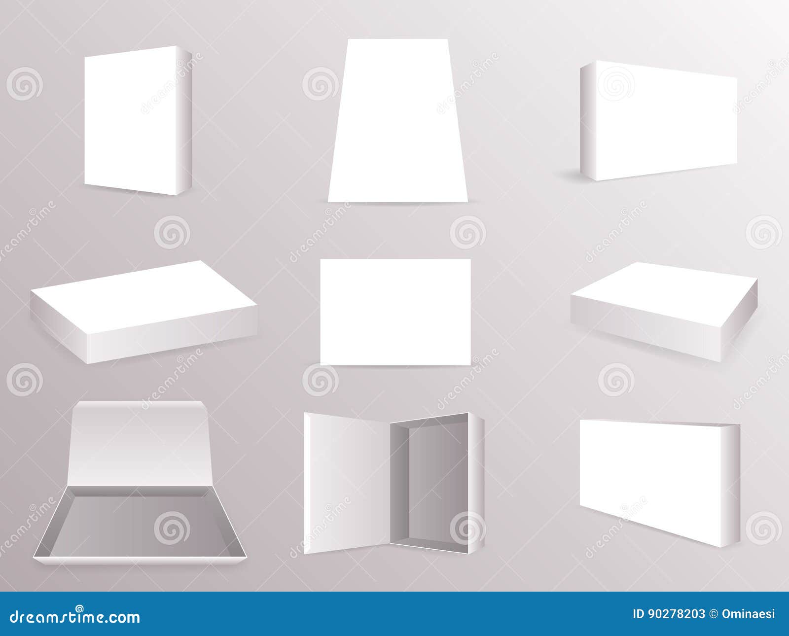 Package Paper Boxes Front Top Isometric Open Closed Mock Up Set ...