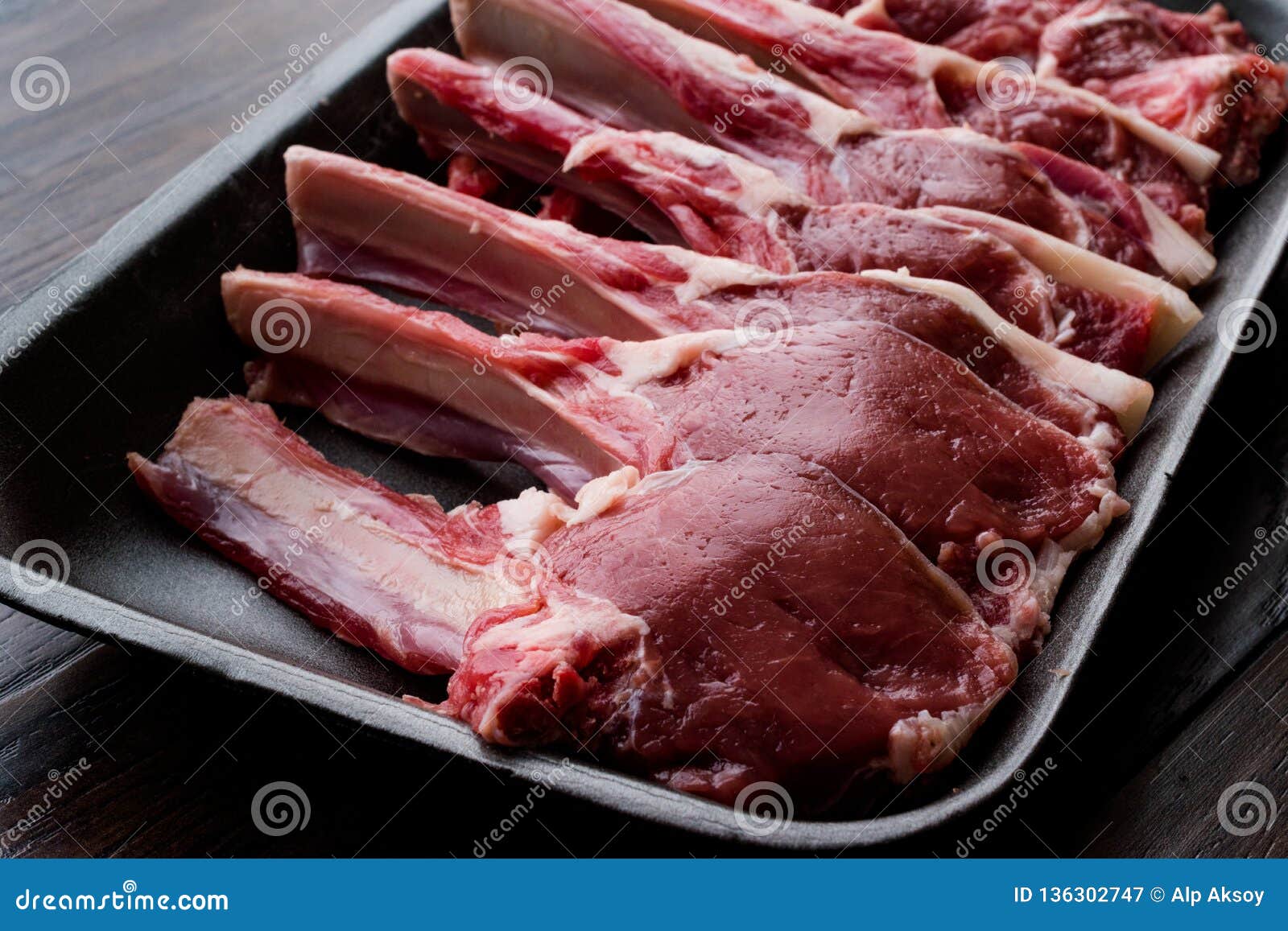 Package of Raw Lamb Chops Meat in Plastic Box / Container Stock Image ...